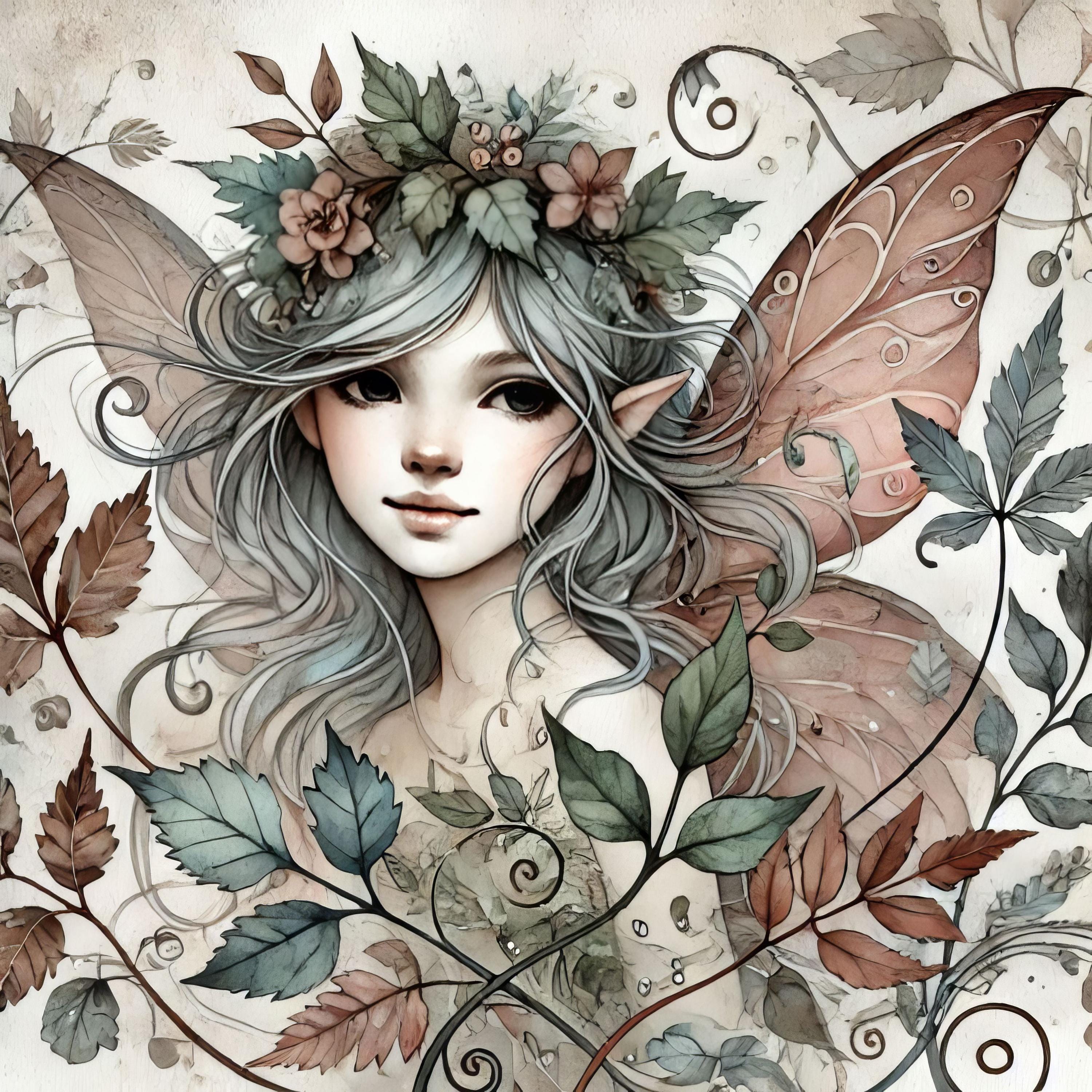 Enchanted Forest Fairy: 10 High Res Watercolor Jpgs, Junk Journaling ...