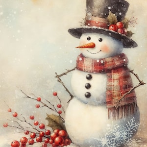 Primitive Snowman Clip Art Kit 10 High Res Watercolor Jpgs for Junk ...