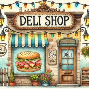 Deli Shop: 10 High Res Watercolor Jpgs, Junk Journaling, Scrapbooking ...