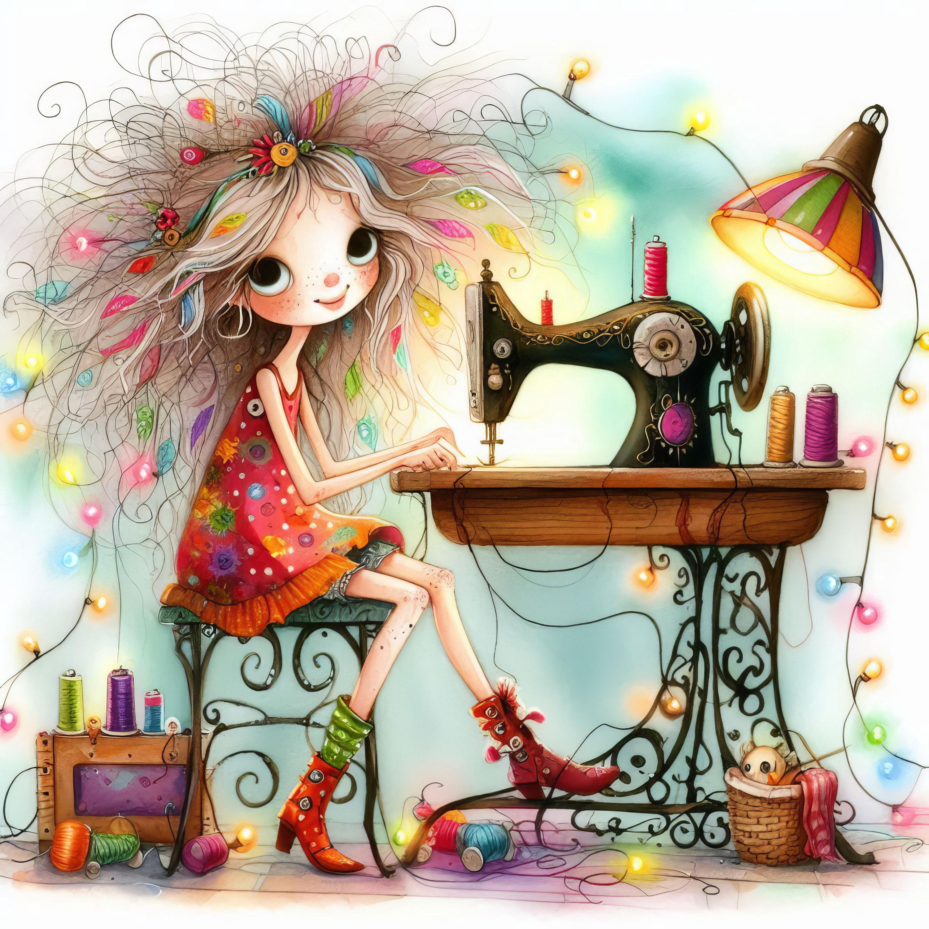 Whimsical Sewing Clip Art 10 High Res Watercolor Jpgs for Junk ...