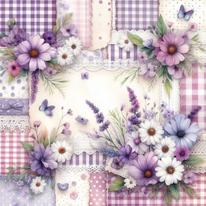 Purple Calico Paper Clip Art Bundle 10 High Res Watercolor Jpgs for ...