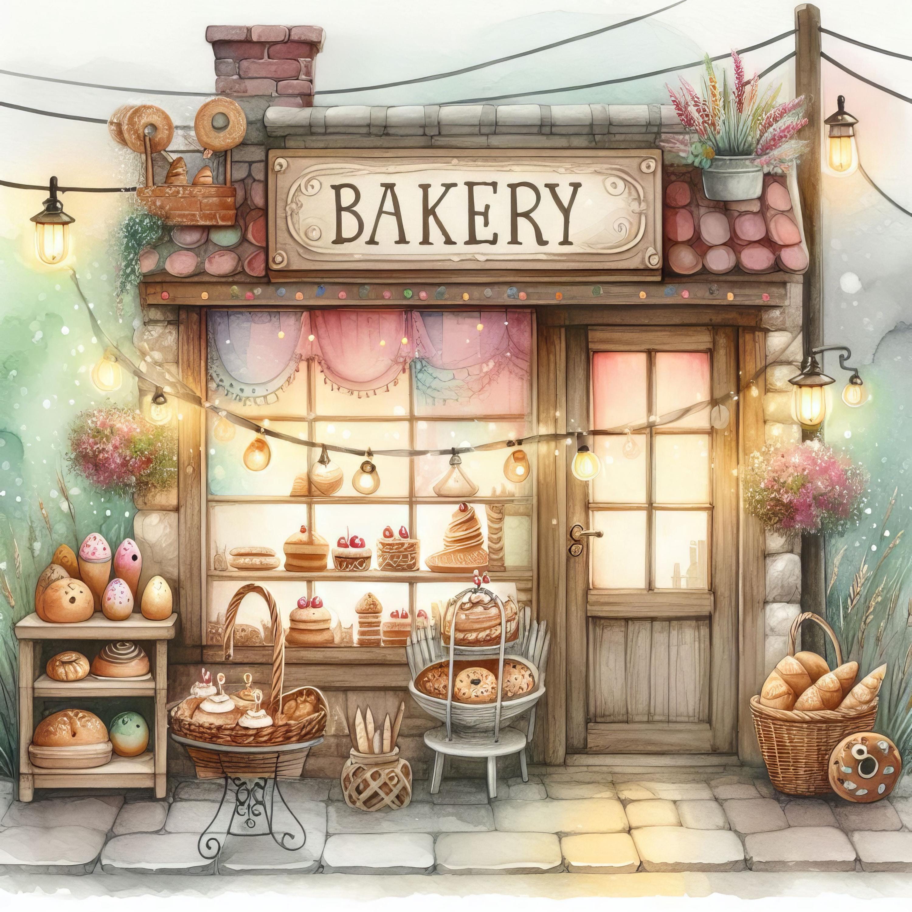 Bakery Shop Clip Art 10 High Res Watercolor Jpgs Junk Journaling ...