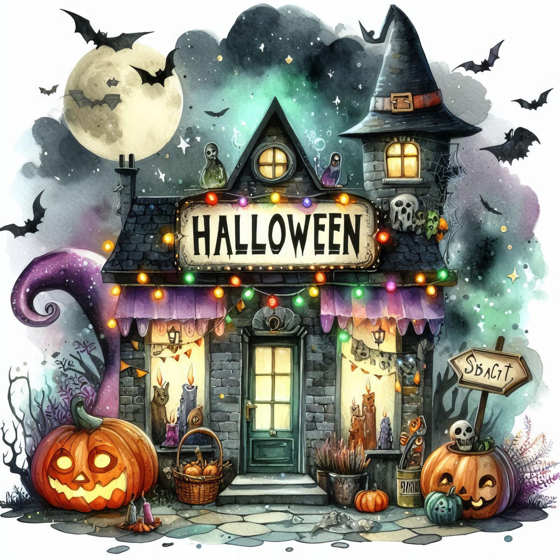 Scary Halloween Shop: Clip Art 10 High Res Watercolor Jpgs Junk ...