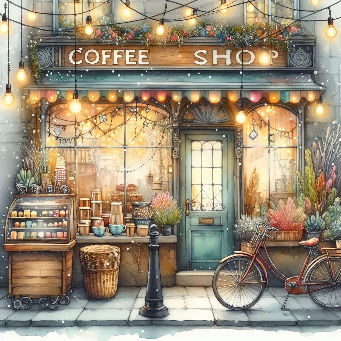 Coffee Shop Clip Art 10 High Res Watercolor Jpgs Junk Journaling ...