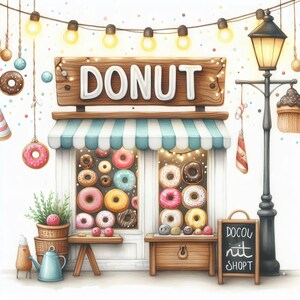 Donut Shop Clip Art 10 High Res Watercolor Jpgs Junk Journaling ...