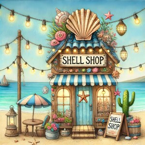 Shell Shop: 10 High Res Watercolor Jpgs, Junk Journaling, Scrapbooking ...