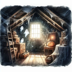 Haunted Attic: Clip Art, 10 High Res Watercolor Jpgs, Junk Journaling ...