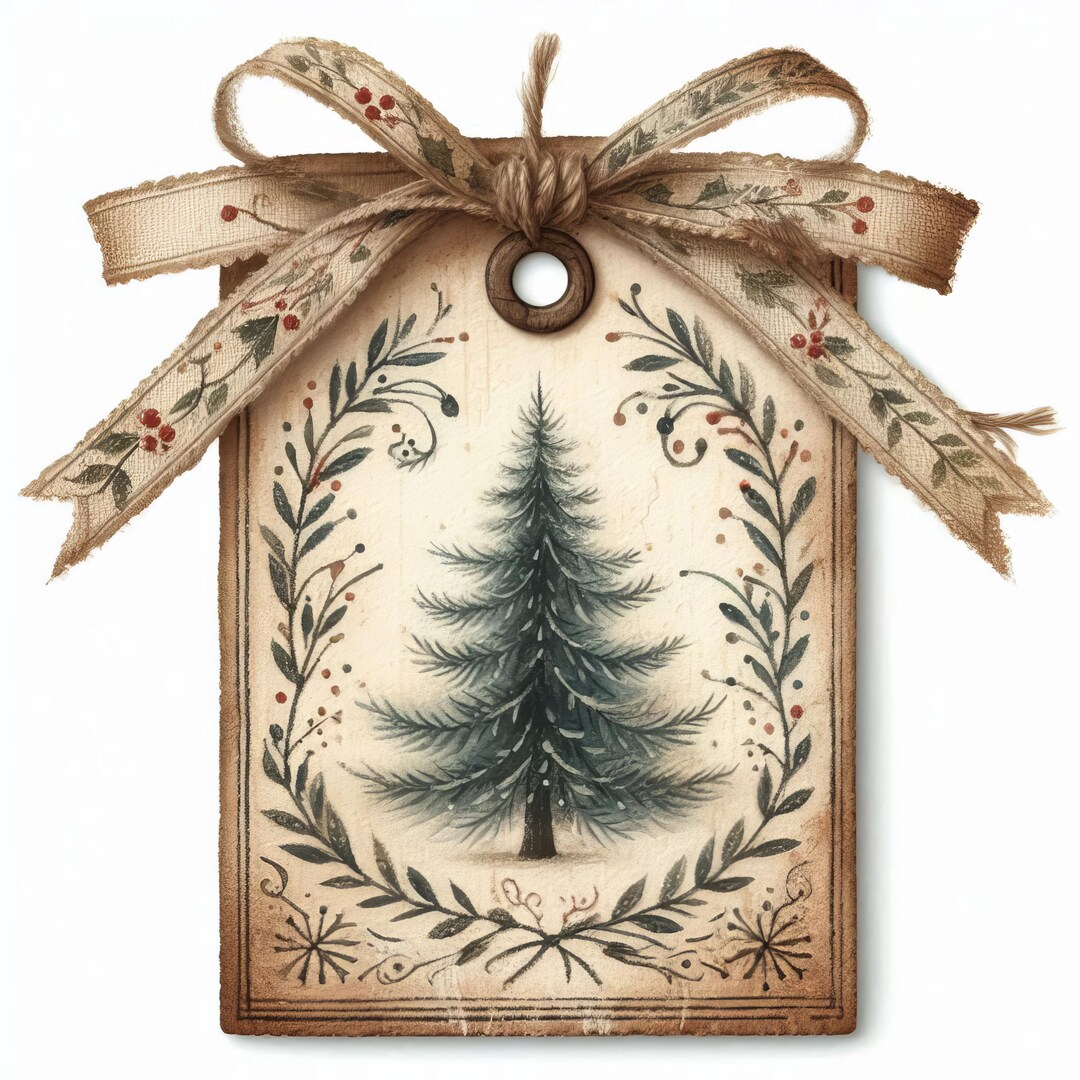 Rustic Christmas Tags: 10 High Res Watercolor Jpgs, Junk Journaling ...