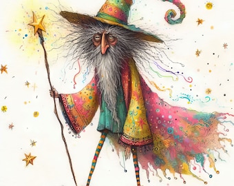 Frazzled Wizard Clip Art 12 High Res Watercolor Jpgs for Junk Journals ...