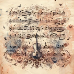 Vintage Sheet Music Clip Art 10 High Res Watercolor Jpgs for Junk ...
