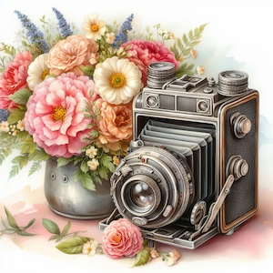 Vintage Camera Clip Art Bundle 10 High Res Watercolor Jpgs for Junk ...