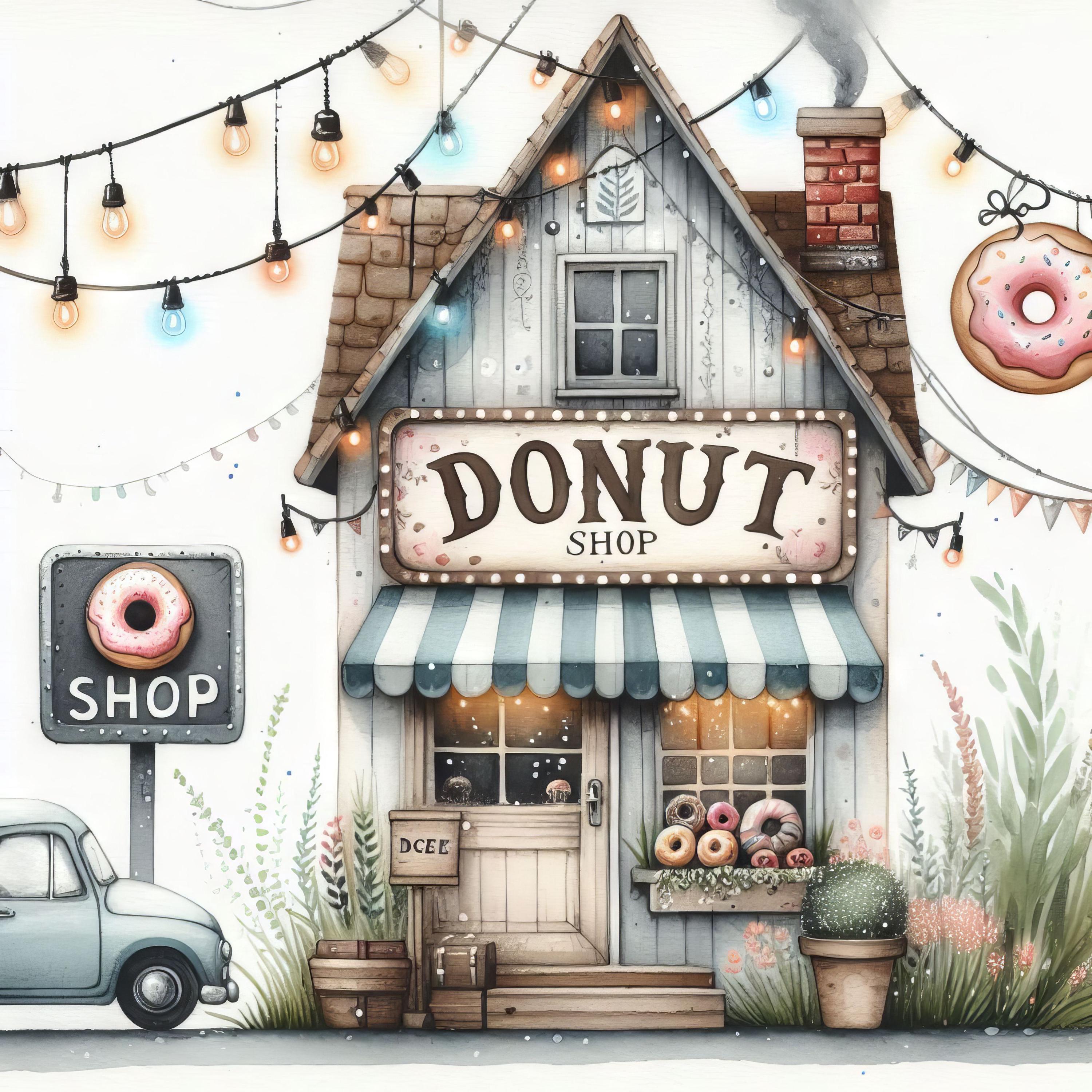 Donut Shop Clip Art 10 High Res Watercolor Jpgs Junk Journaling ...