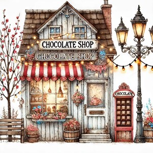 Chocolate Shop Clip Art 10 High Res Watercolor Jpgs Junk Journaling ...