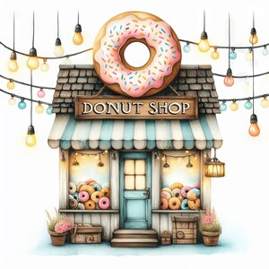 Donut Shop Clip Art 10 High Res Watercolor Jpgs Junk Journaling ...