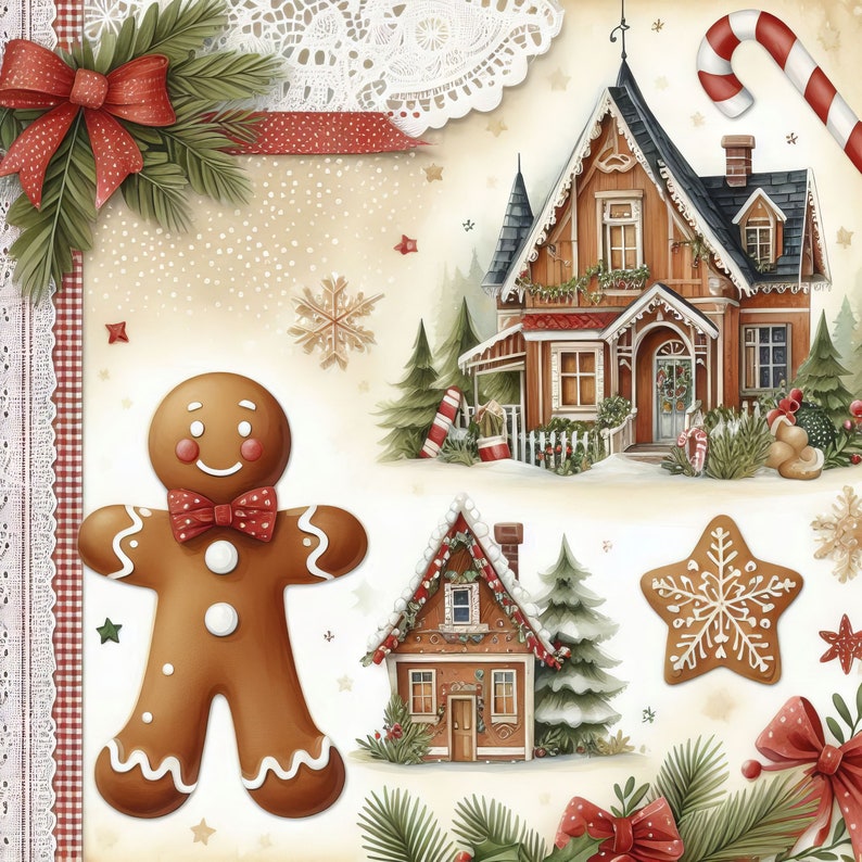 Gingerbread Man Paper: Clip Art. 10 High Res Watercolor Jpgs. Junk ...