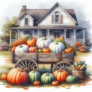 Pumpkin Harvest Clip Art Bundle 10 High Res Watercolor Jpgs Junk ...