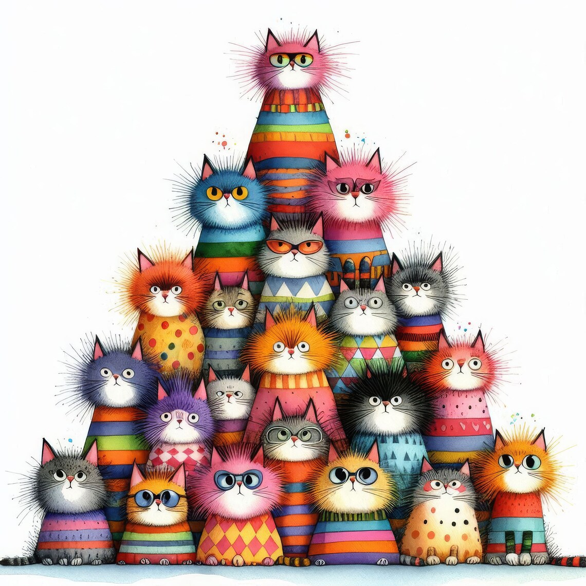 Quirky Cat Pyramid: Clip Art 10 High Res Watercolor Jpgs Junk ...