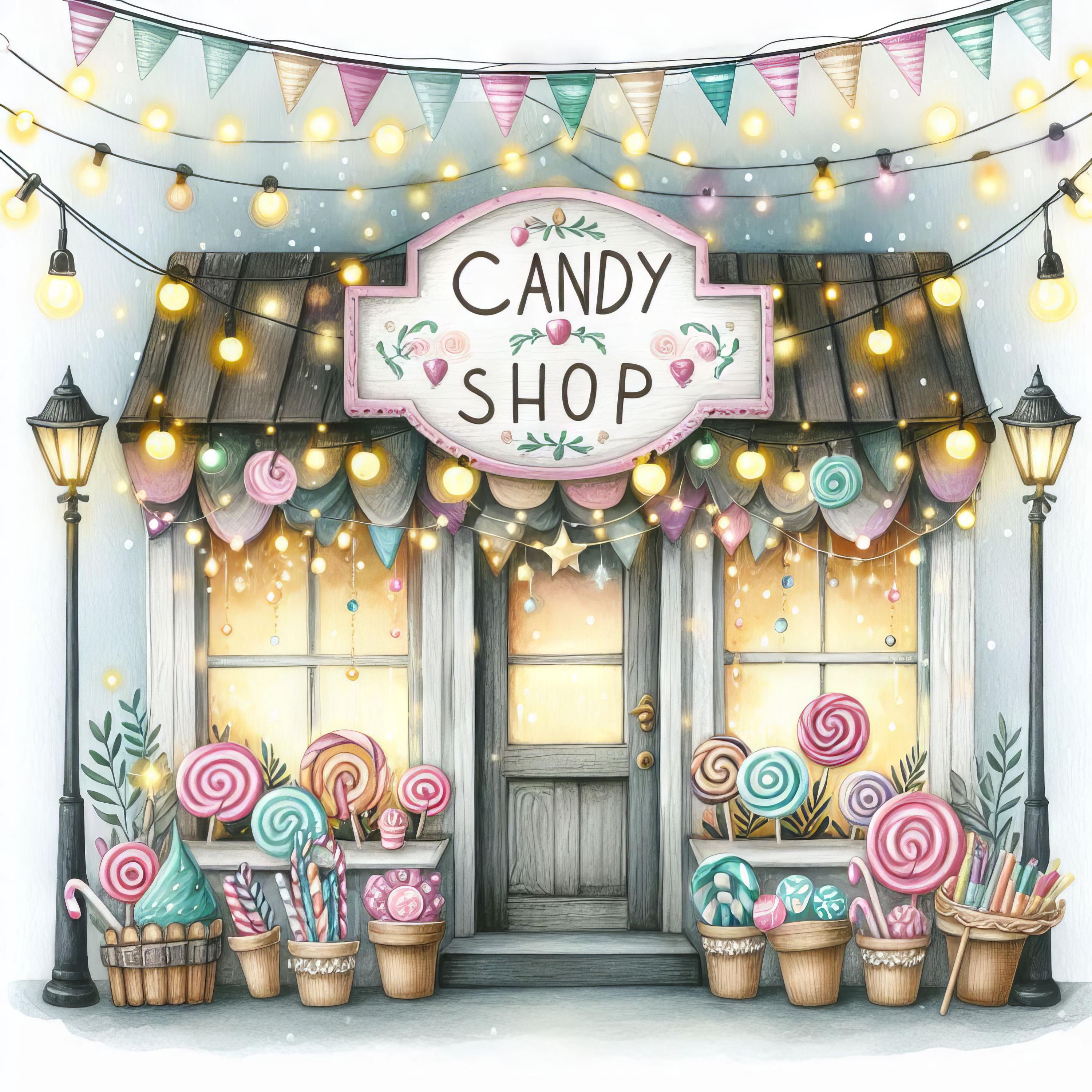 Candy Shop Clip Art 10 High Res Watercolor Jpgs Junk Journaling ...