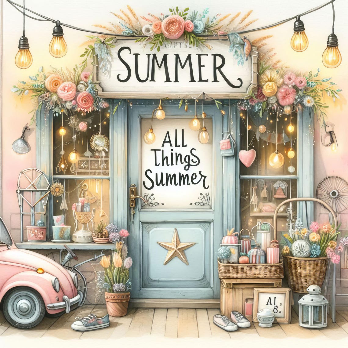 All Things Summer Shop: Clip Art, 10 High Res Watercolor Jpgs, Junk ...
