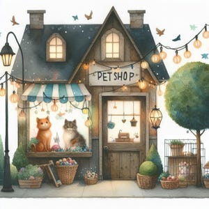 Pet Shop Clip Art 10 High Res Watercolor Jpgs Junk Journaling ...