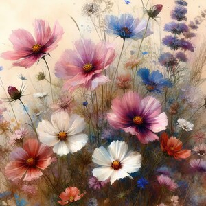Meadow Flowers Clip Art Bundle 10 High Res Watercolor Jpgs for Junk ...