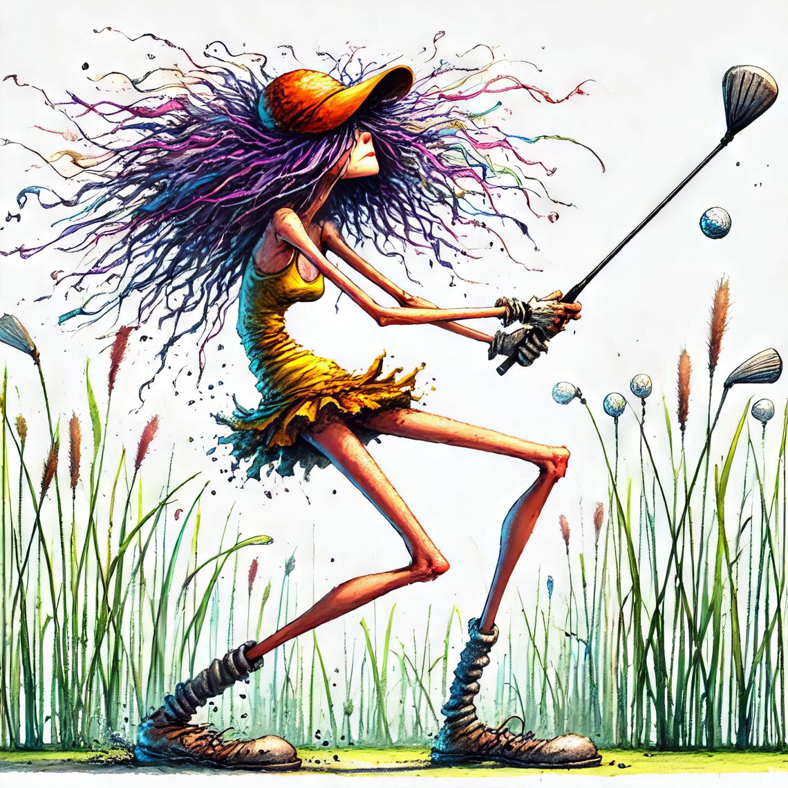 Quirky Golf 10 High Res Watercolor Jpgs for Junk Journaling ...