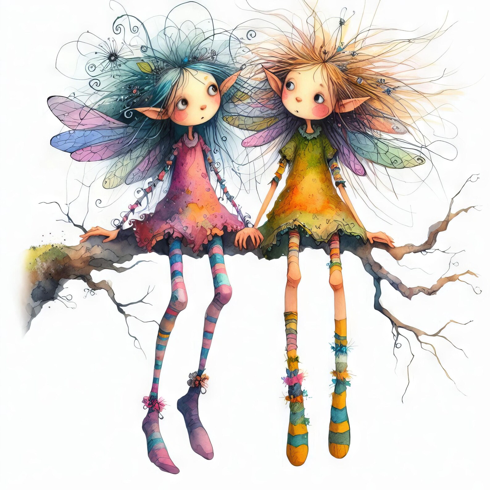 Quirky Magical Fairy Friends: 10 High Res Watercolor Jpgs, Junk ...
