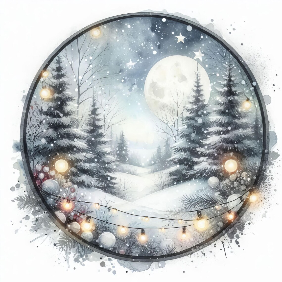 Winter Wonderland: Clip Art, 10 High Res Watercolor Jpgs, Junk ...