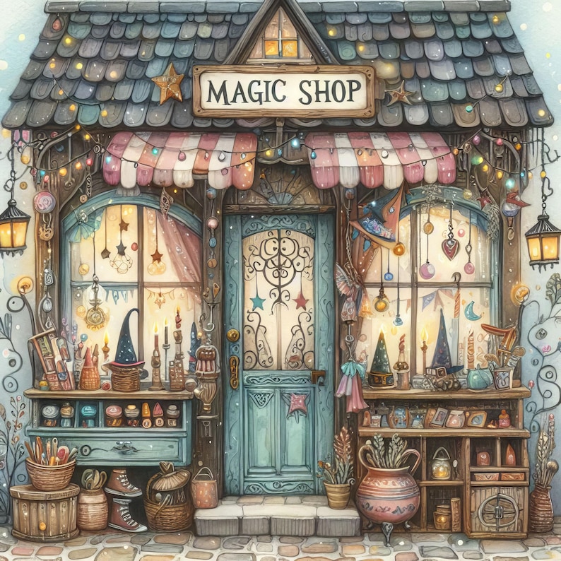 Magic Shop: Clip Art, 10 High Res Watercolor Jpgs, Junk Journaling ...