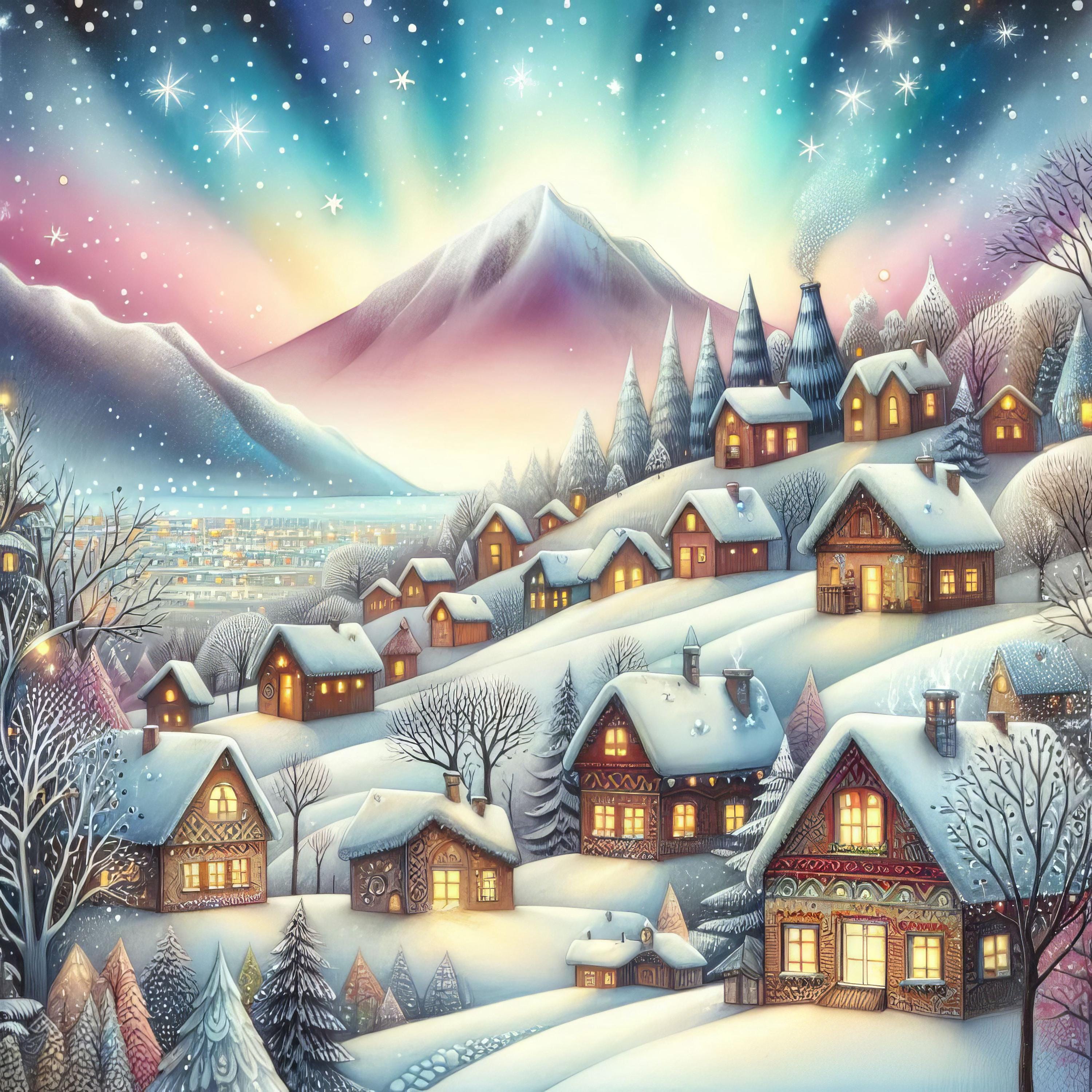 Christmas Hillside Village: Clip Art, 10 High Res Watercolor Jpgs, Junk ...