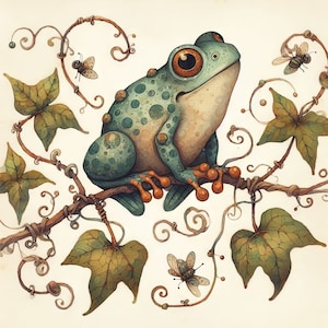 Whimsical Frog Clip Art 10 High Res Watercolor Jpgs for Junk Journaling ...