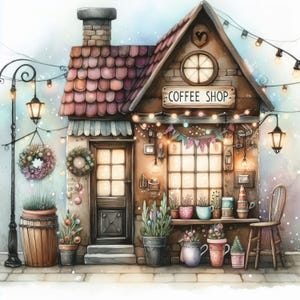 Coffee Shop Clip Art 10 High Res Watercolor Jpgs Junk Journaling ...
