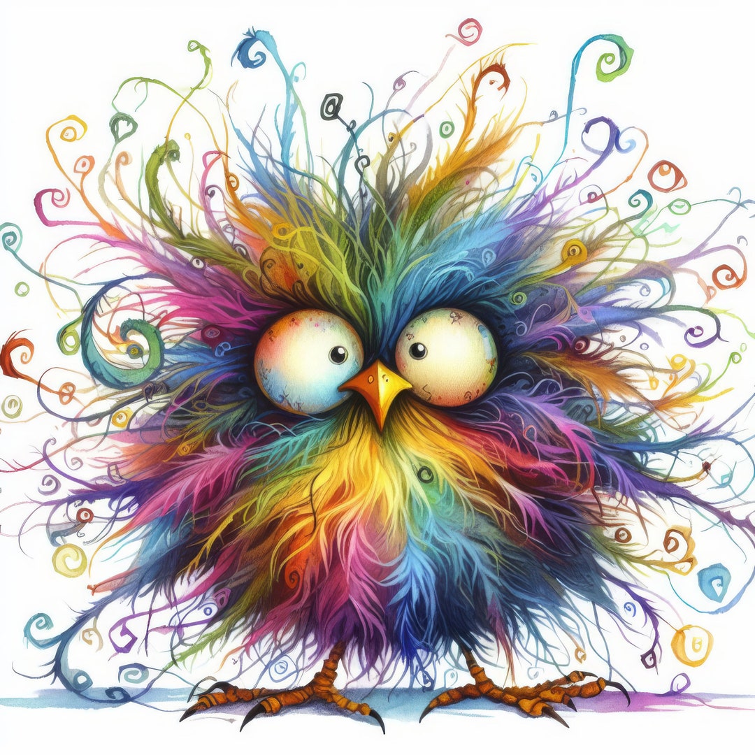 Frazzled Bird Clip Art 10 High Res Watercolor Jpgs for Junk Journaling ...