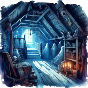 Haunted Attic: Clip Art, 10 High Res Watercolor Jpgs, Junk Journaling ...