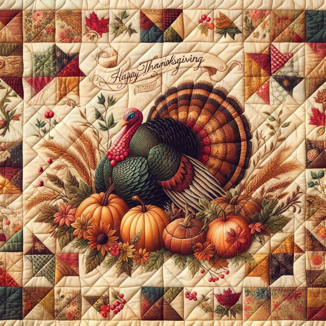 Thanksgiving Quilt Clip Art Bundle 10 High Res Watercolor Jpgs for Junk ...