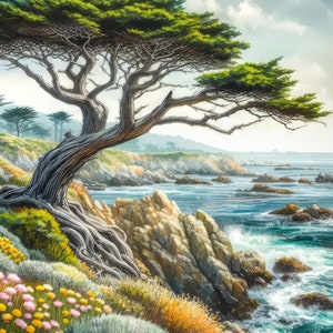 Monterey Pine on Pacific Coast Clip Art Kit 10 High Res Watercolor Jpgs ...