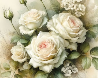 Flower Shop Clipart Bundle 10 High Res Watercolor Jpgs for Junk Journaling, Scrapbook, Crafts ...