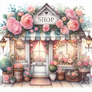 Rose Shop Clipart Bundle 10 High Res Watercolor Jpgs for Junk ...