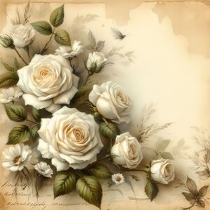 White Rose Paper Clip Art 10 High Res Watercolor Jpgs for Junk ...