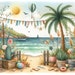 Whimsical Beach Vacation Clip Art 10 High Res Watercolor Jpgs for Junk ...