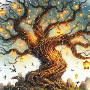 Firefly Tree Clipart Bundle 10 High Res Watercolor Jpgs for Junk ...