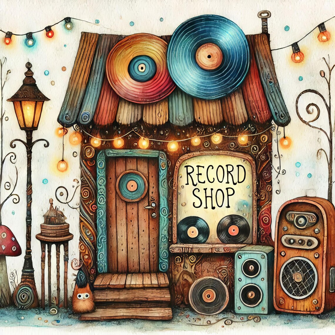 Record Shop: 10 High Res Watercolor Jpgs Junk Journaling, Scrapbooking ...