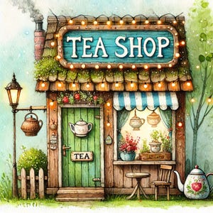 Tea Shop 10 High Res Watercolor Jpgs Junk Journaling, Scrapbooking ...