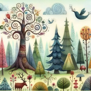 Whimsical Trees Clip Art Bundle 10 High Res Watercolor Jpgs Junk ...