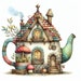 Whimsical Teapot House Clip Art 10 High Res Watercolor Jpgs for Junk ...