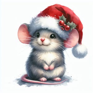 Sweet Christmas Mouse: 10 High Res Watercolor Jpgs, Junk Journaling ...