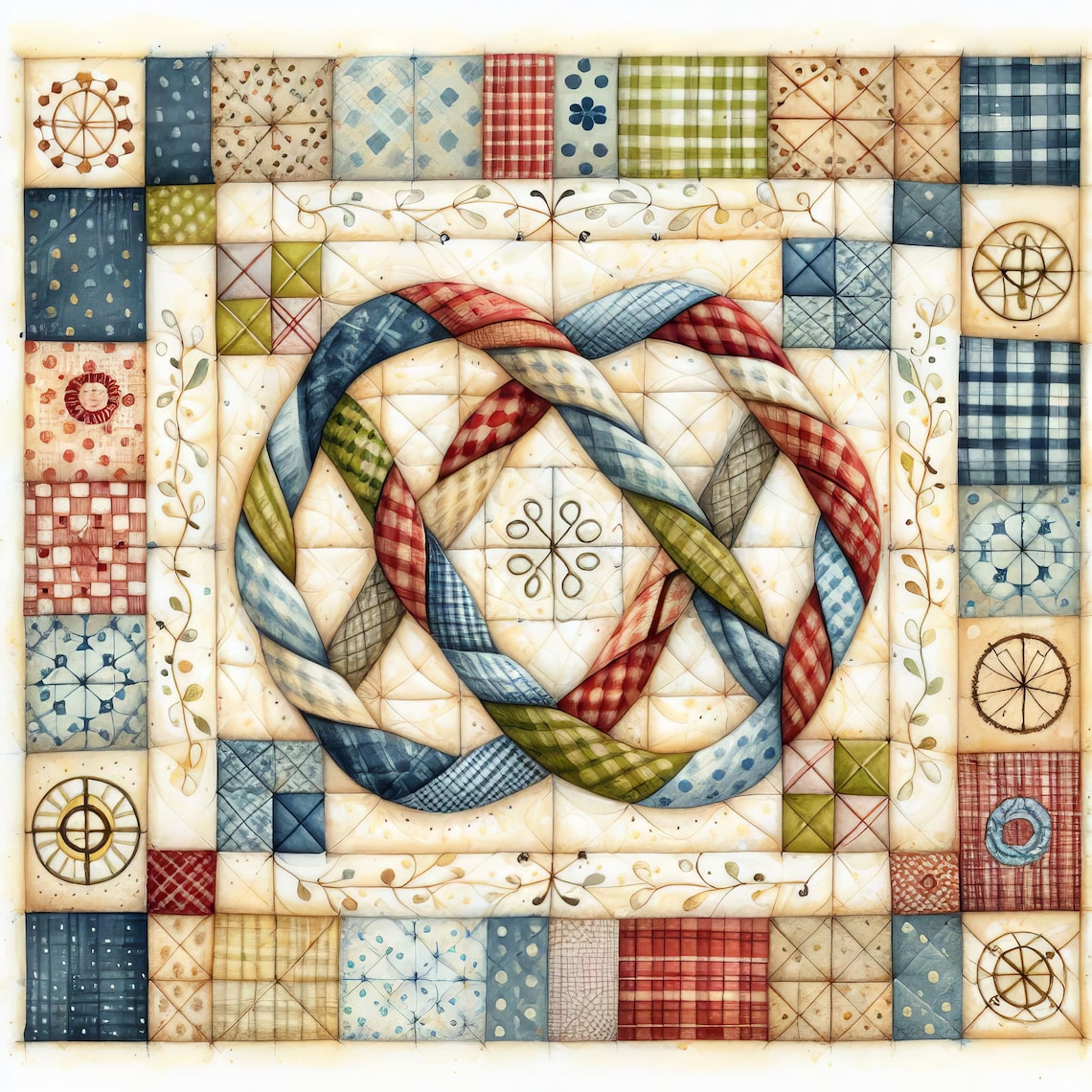 Knot Quilts Clip Art Bundle 10 High Res Watercolor Jpgs for Junk ...
