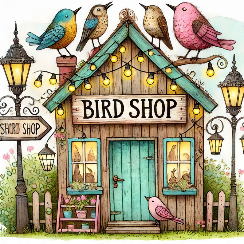 Bird Shop 10 High Res Watercolor Jpgs Junk Journaling, Scrapbooking ...