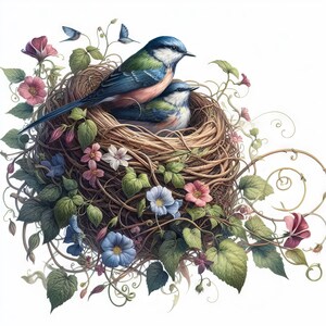 Bird's Nest With Vines: Clip Art 10 High Res Watercolor Jpgs Junk ...