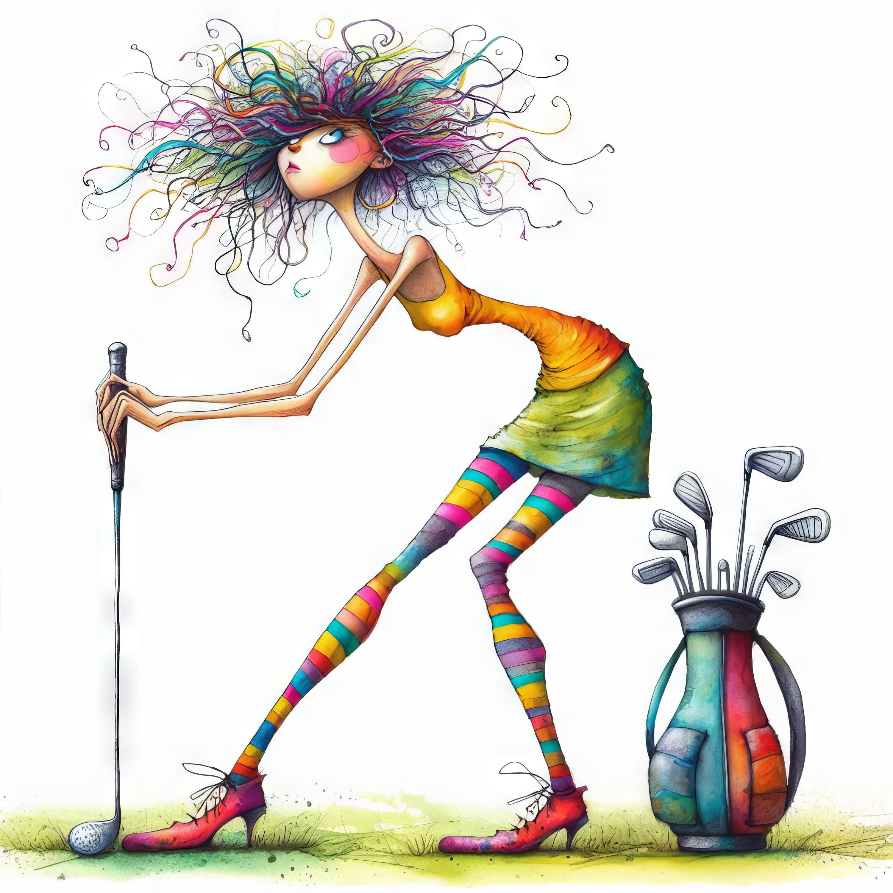 Quirky Golf 10 High Res Watercolor Jpgs for Junk Journaling ...